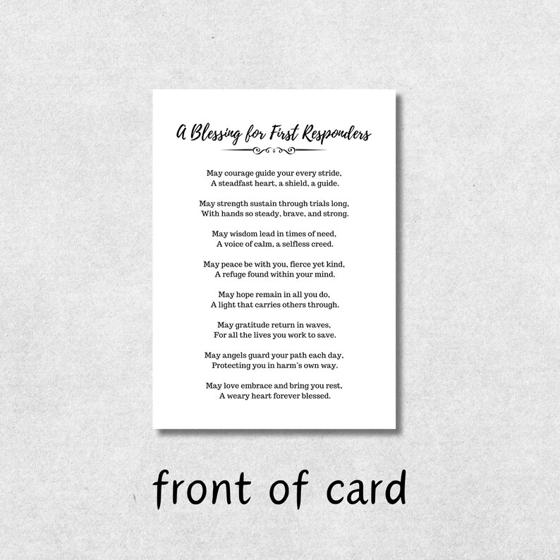 First Responder Blessing Card Printable EMT Prayer Firefighter Gift ...