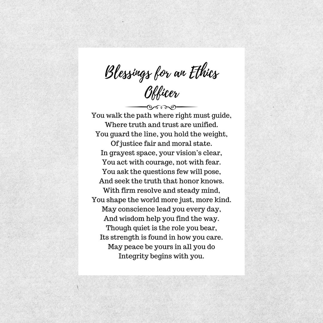 Ethics Officer Blessings Card Thank You Compliance Officer Greeting ...