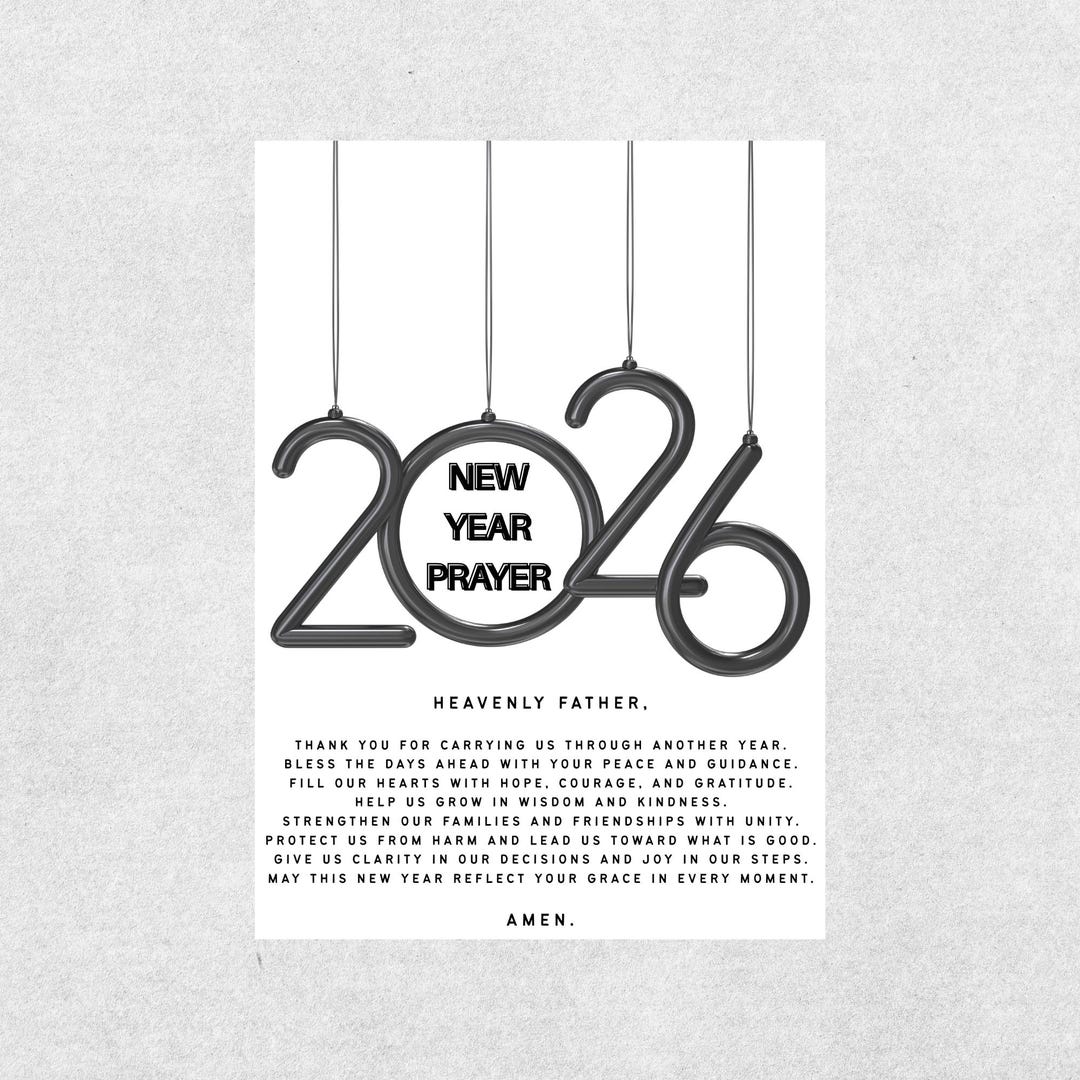 New Year Prayer Card Christian Poem Printable Encouragement Faith Based ...