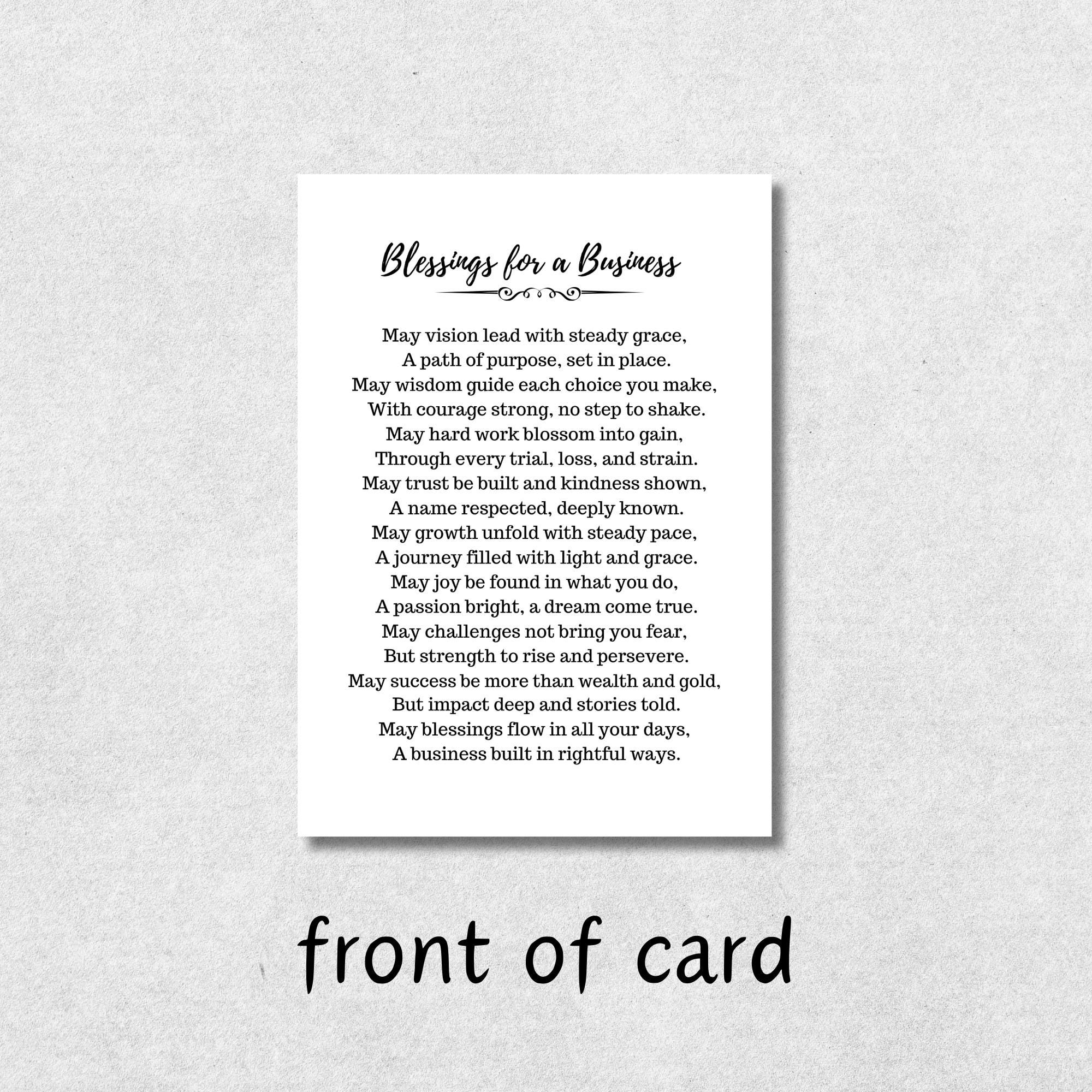 Business Blessing Card Printable Entrepreneur Gift New Business Prayer ...