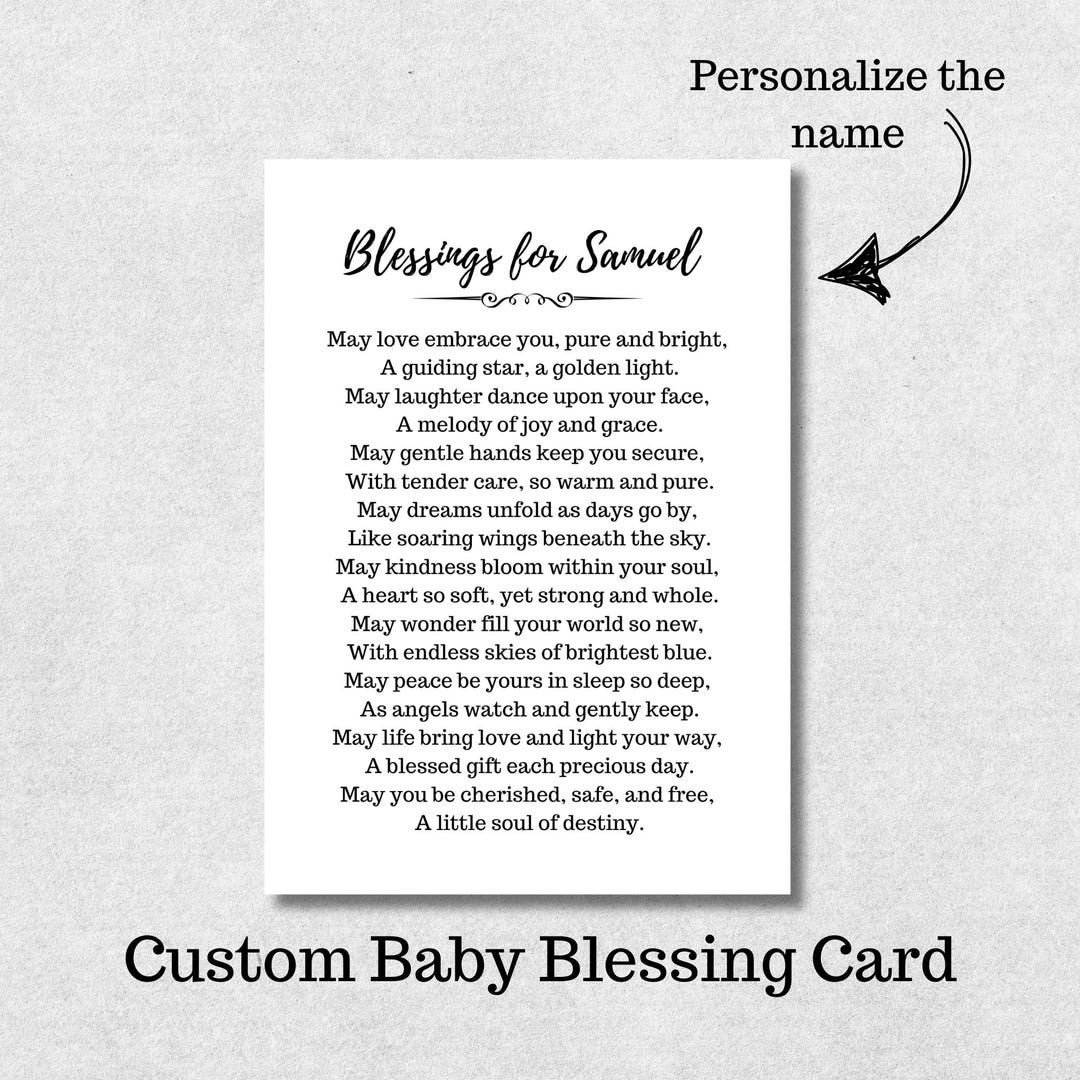 Custom Baby Blessing Card Printable Baby Dedication Baptism Christening ...