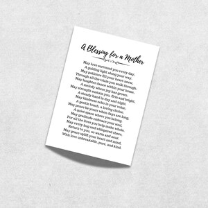 Blessing for a Mother Card Printable Mom Appreciation Gift ...