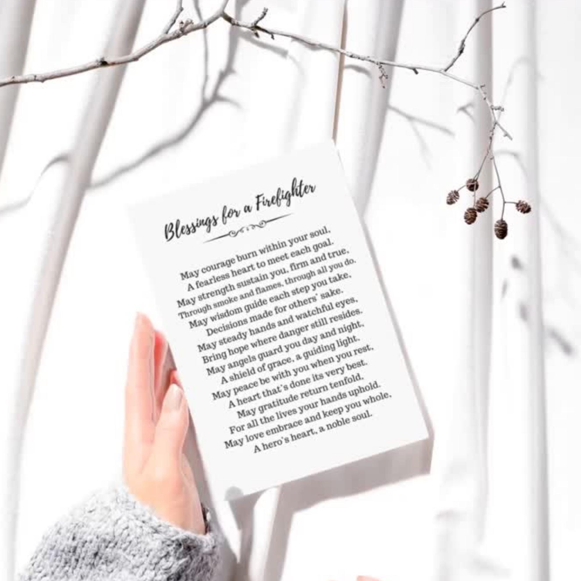 Firefighter Blessing Printable Card Christian Firefighter Gift ...