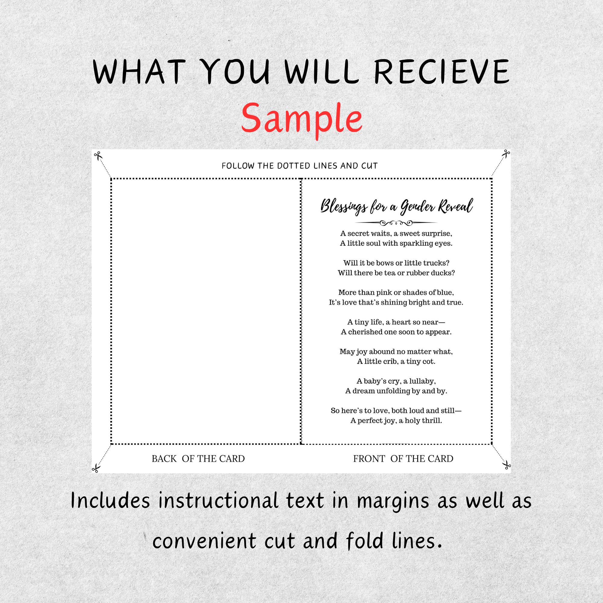 Gender Reveal Blessing Card Printable Faith Based Prayer Card Baby ...