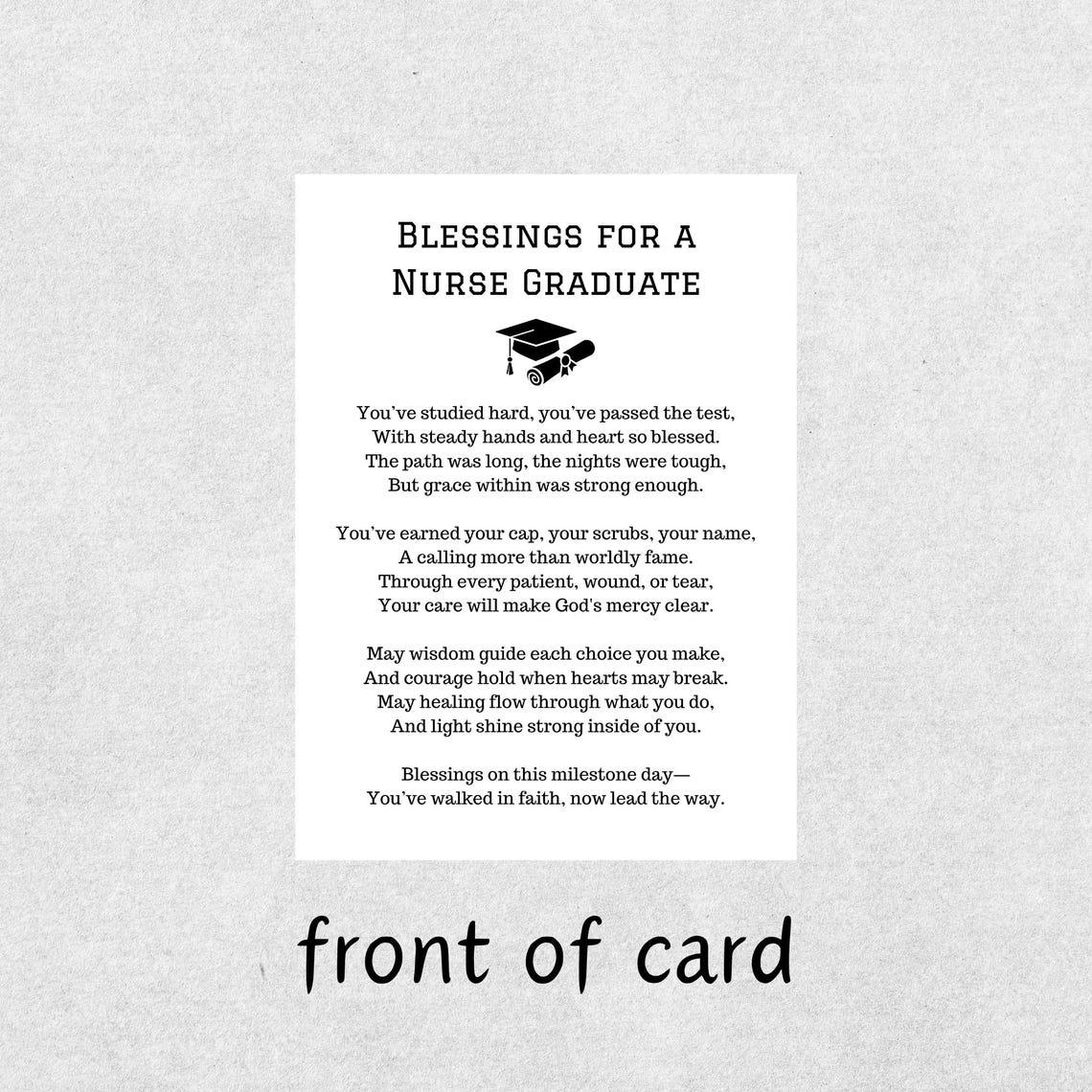 Nurse Graduate Blessings Card for Nursing School Graduation Christian ...