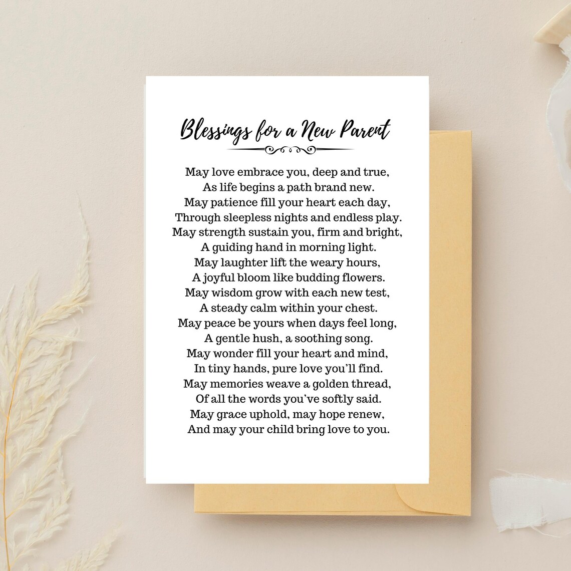New Parent Blessing Card Printable Baby Shower Gift New Parent Prayer ...