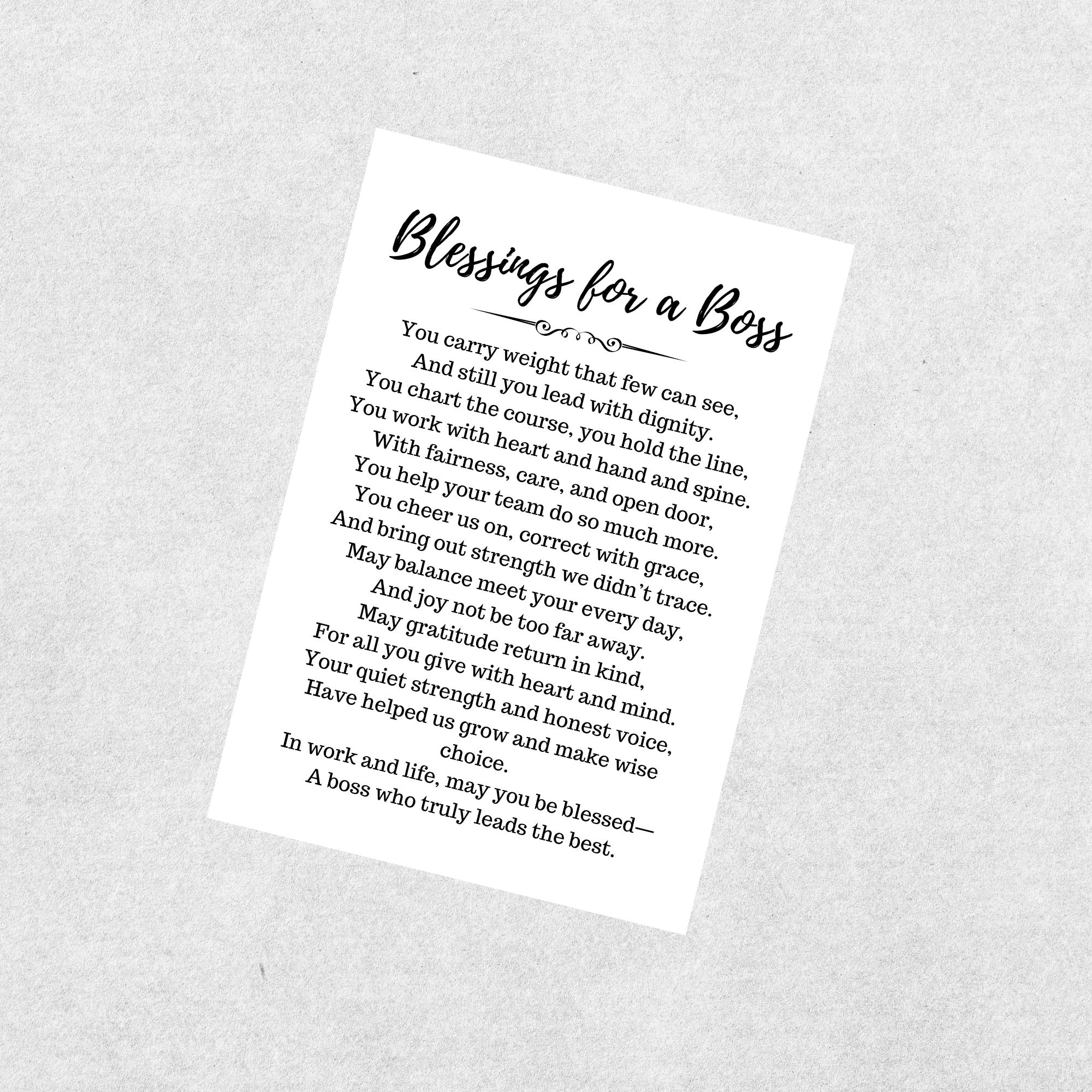 Boss Blessings Card Christian Inspirational Boss Greeting Card ...