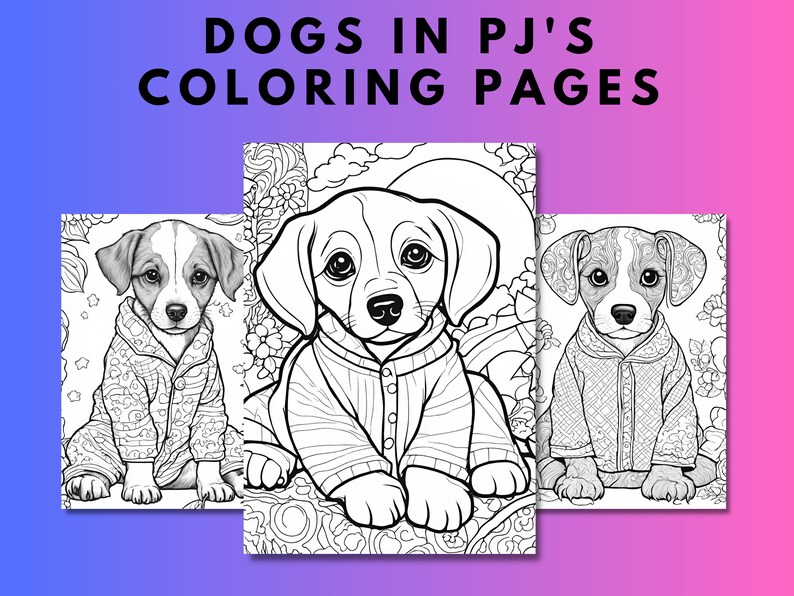 Dogs in Pajamas Coloring Pages Kids Activity Printable Dogs Coloring ...