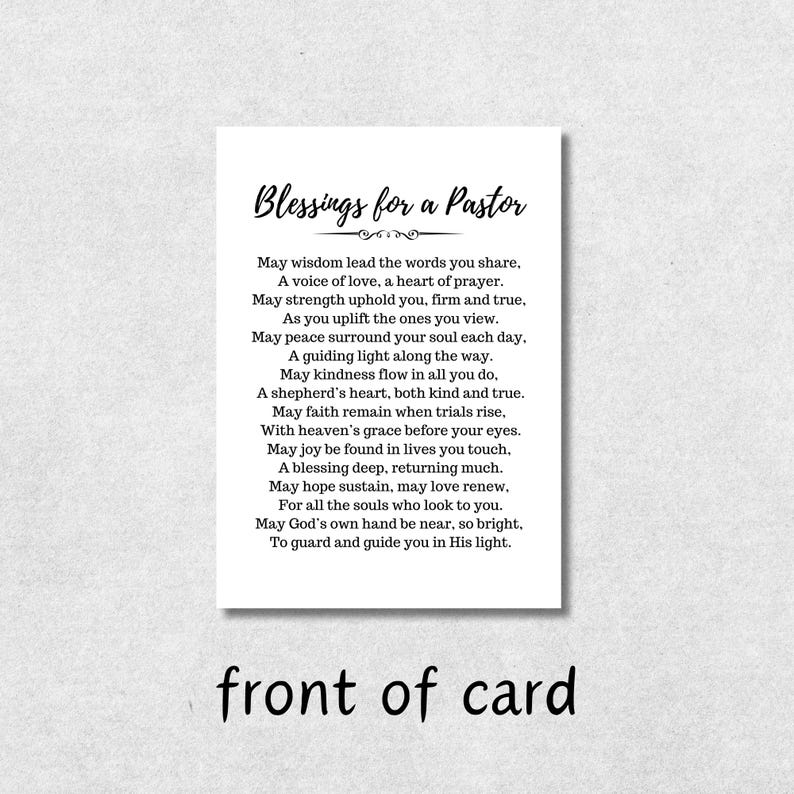 Pastor Blessing Printable Card Christian Pastor Appreciation Card Thank ...