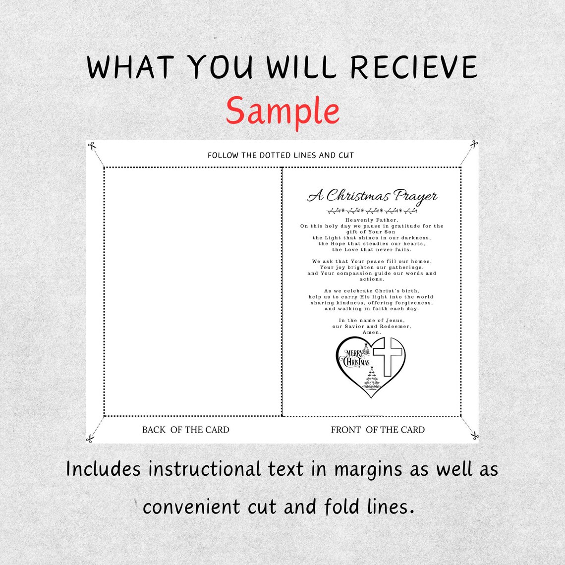 Christian Christmas Prayer Card Printable Faith Based Holiday Home ...