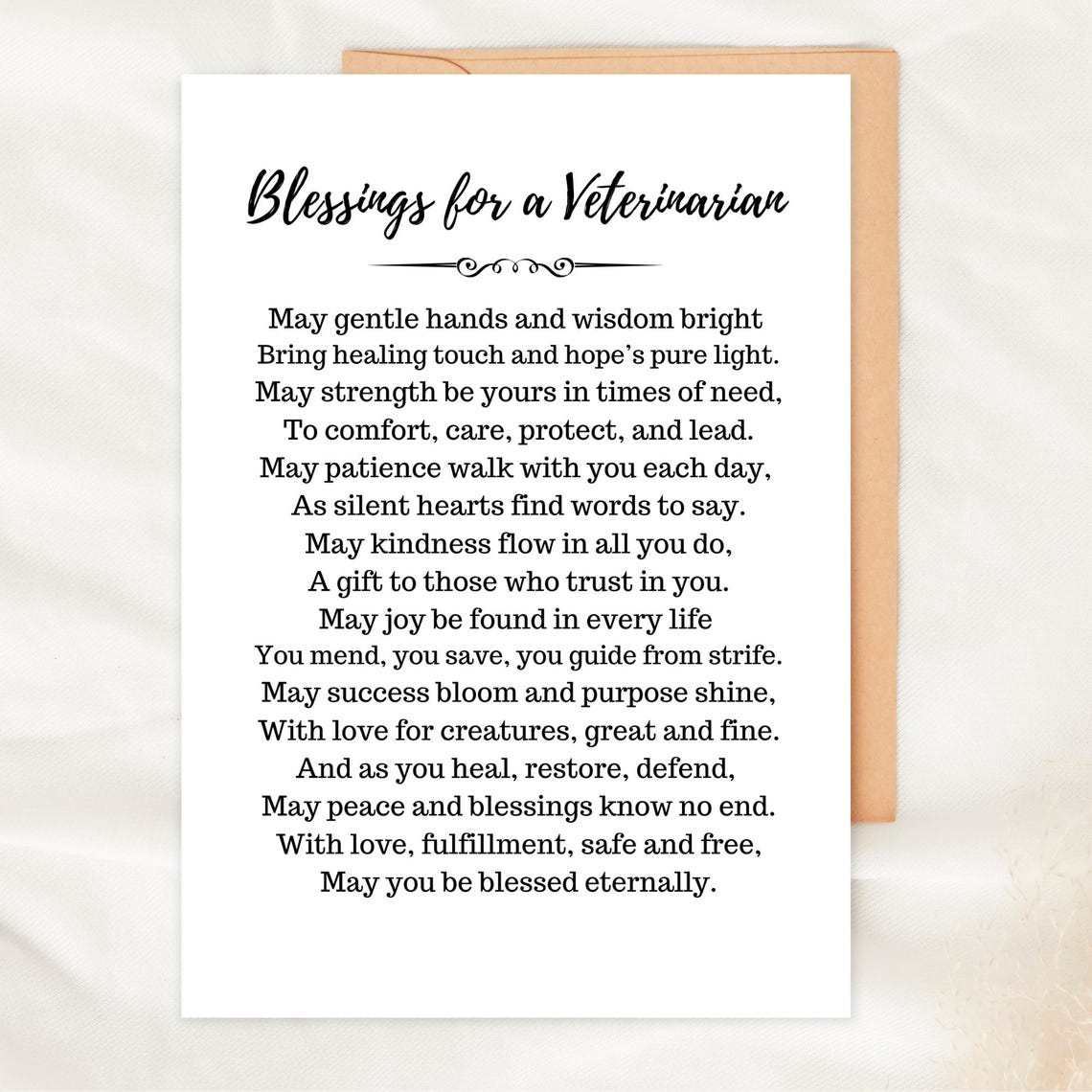 Veterinarian Blessings Card Vet Appreciation Card Thank You Gift Animal ...