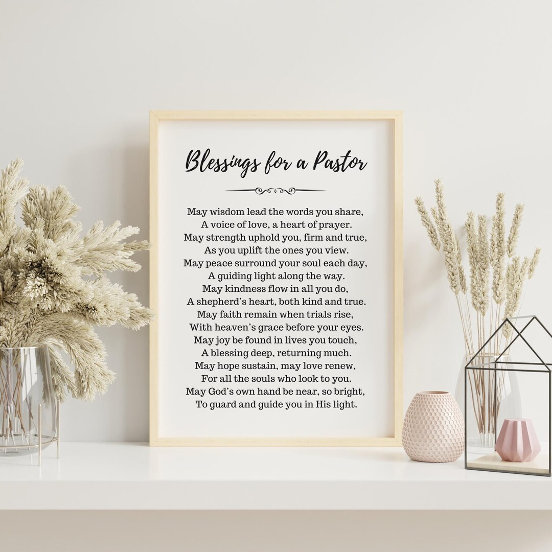Pastor Blessing Printable Wall Art Christian Pastor Appreciation Thank ...