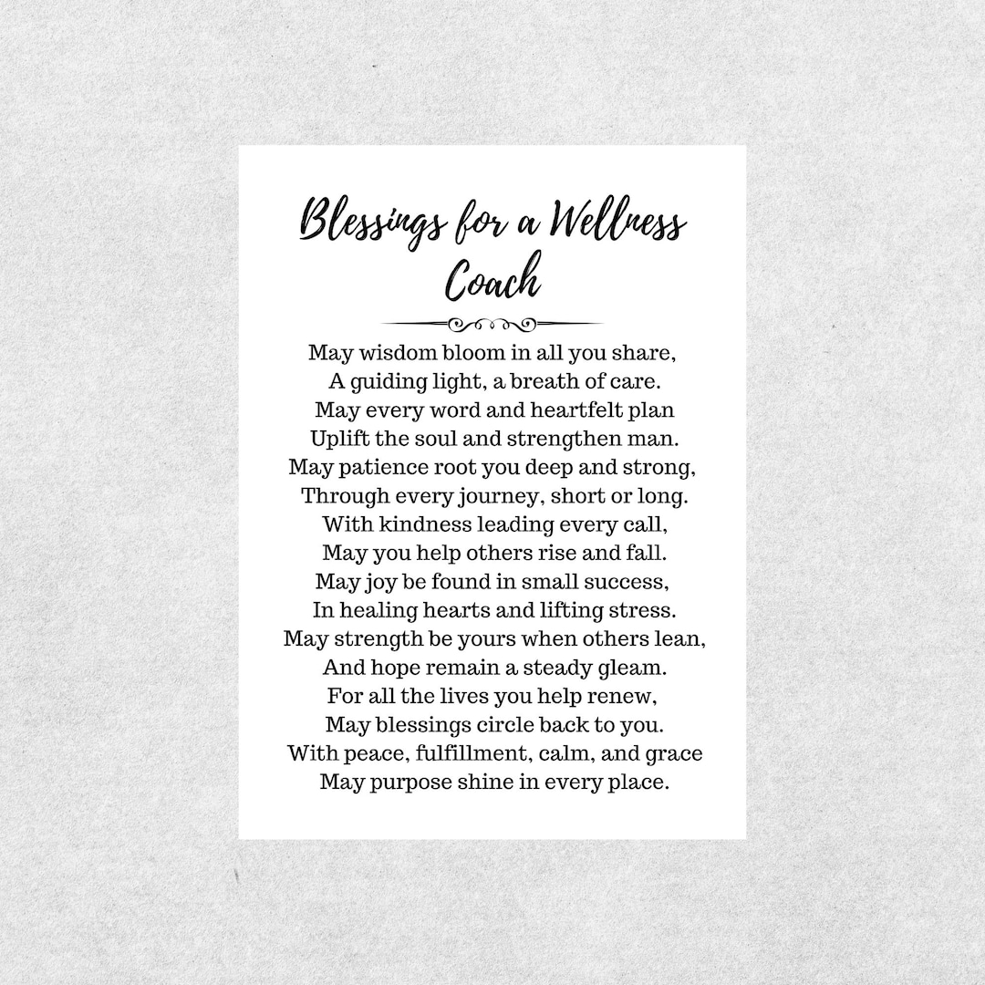 Wellness Coach Appreciation Card: Christian Poem, Printable Gift ...