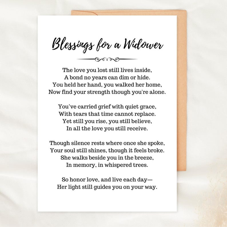 Widower Blessing Card Printable Christian Faith Based Comfort Prayer ...