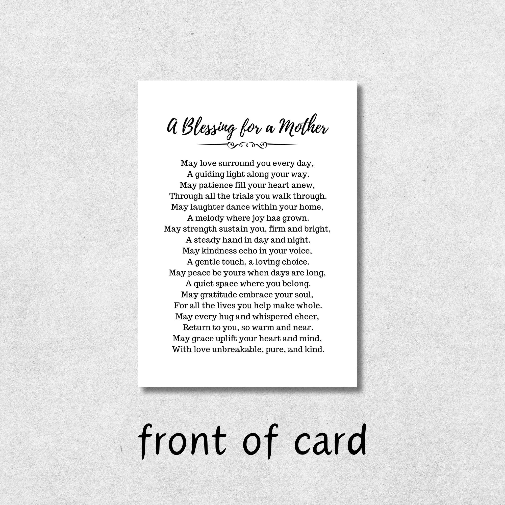 Blessing for a Mother Card Printable Mom Appreciation Gift ...