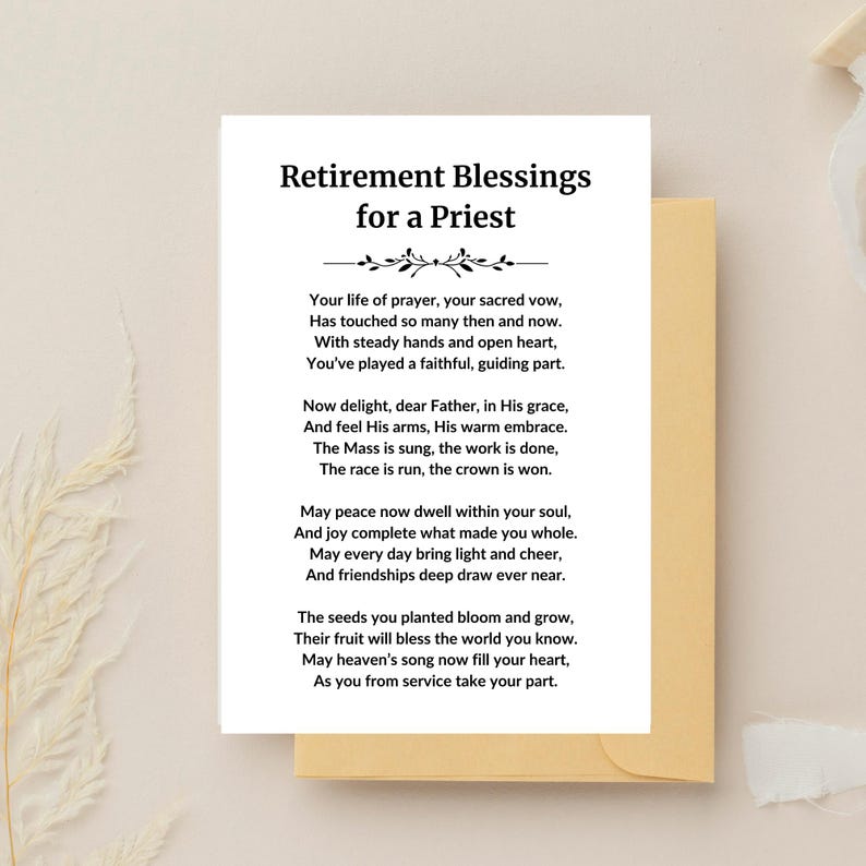 Priest Retirement Blessings Printable Card Christian Priest ...