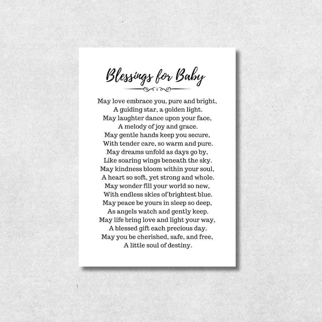 Blessings for Baby Card Printable Newborn Gift Baby Shower Keepsake ...