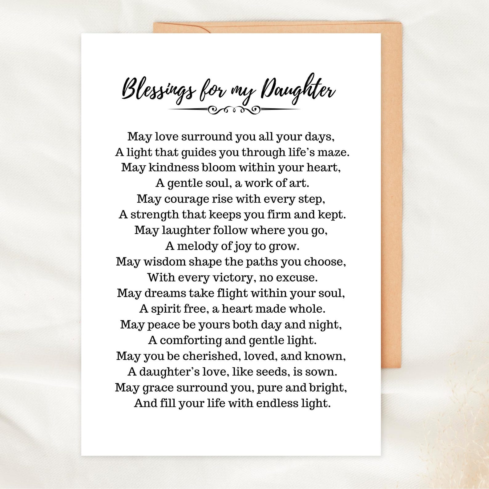 Blessing for My Daughter Card Printable Gift Spiritual Prayer for ...