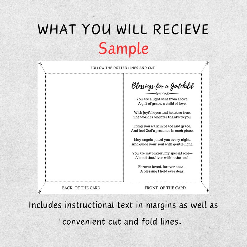 Godchild Blessing Card: Christian Poem, Prayer Gift (digital Download ...