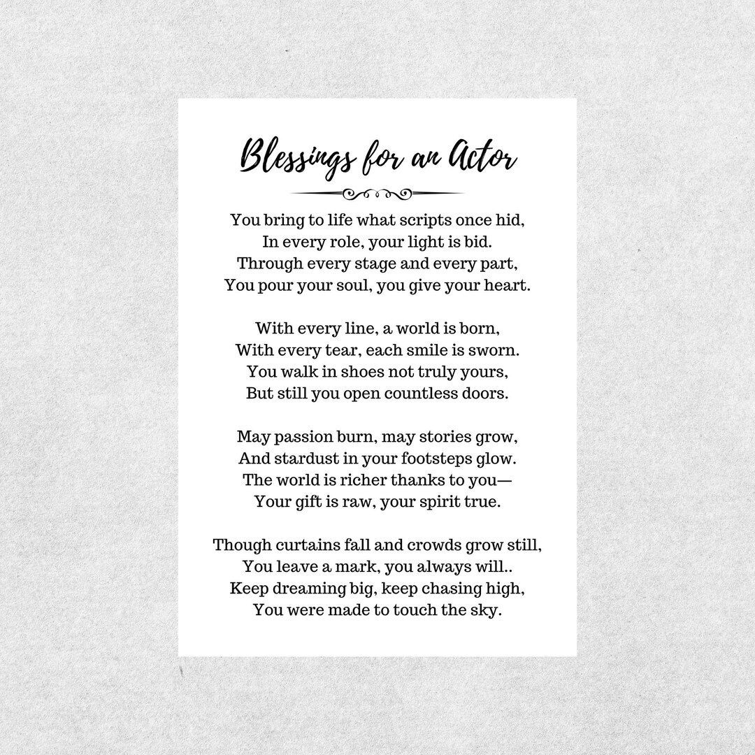 Actor Blessing Card Printable Christian Faith Based Encouragement ...