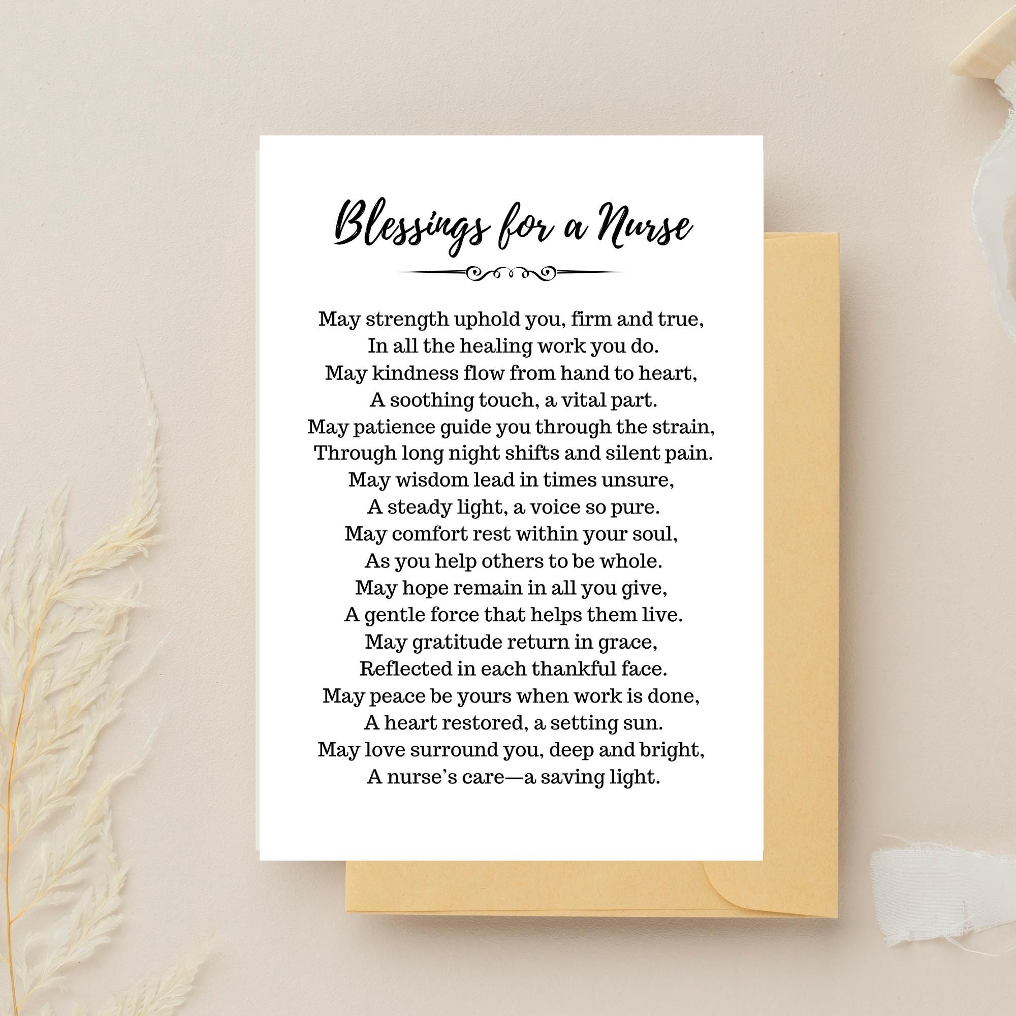Blessings for a Nurse Printable Card Christian Nurse Gift Appreciation ...
