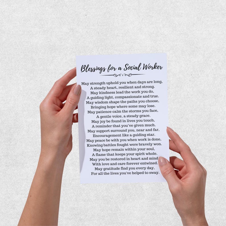 Blessing for a Social Worker Card Printable Appreciation Gift Mental ...