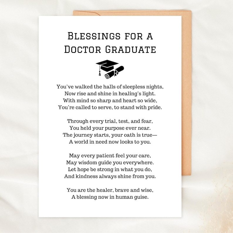 Doctor Graduate Blessings Card for Medical School Graduation Greeting ...