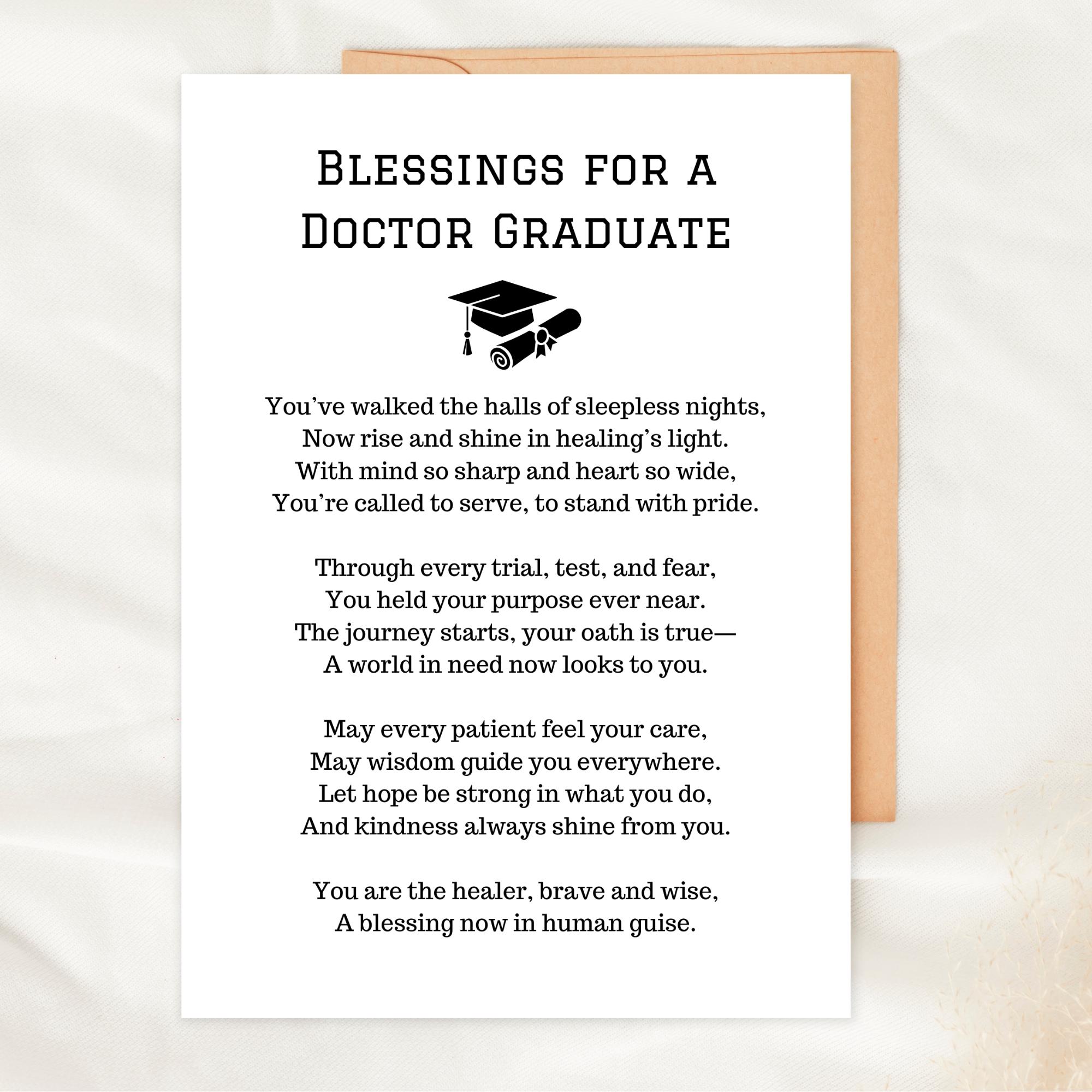Doctor Graduate Blessings Card for Medical School Graduation Greeting ...