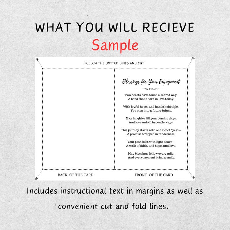 Engagement Blessing Card Printable Wedding Celebration Prayer Gift ...