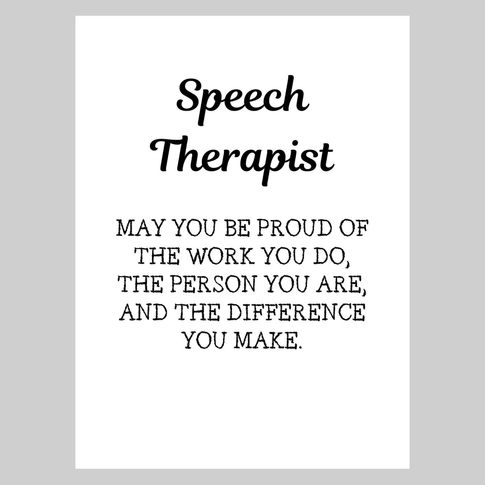 Speech Therapist Gift Printable SLP Wall Art Speech Language ...