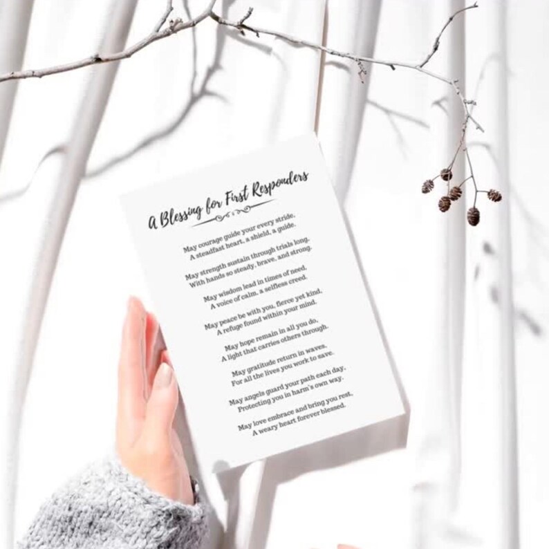 First Responder Blessing Card Printable EMT Prayer Firefighter Gift ...