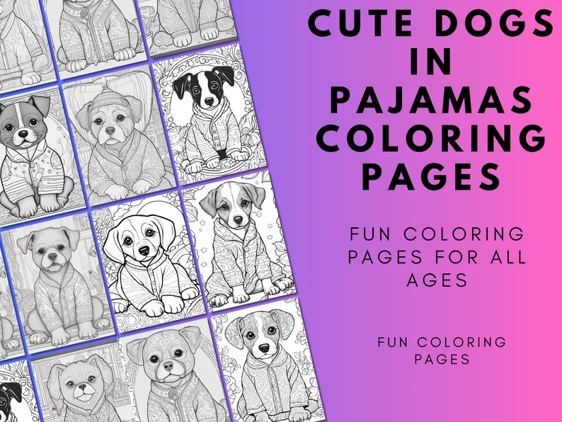 Dogs in Pajamas Coloring Pages Kids Activity Printable Dogs Coloring ...