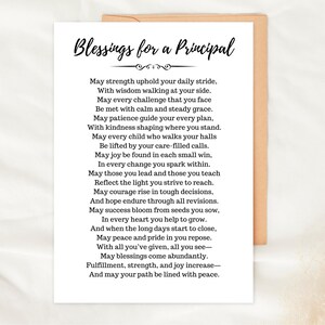 Principal Blessings Card School Principal Appreciation Card Thank You ...