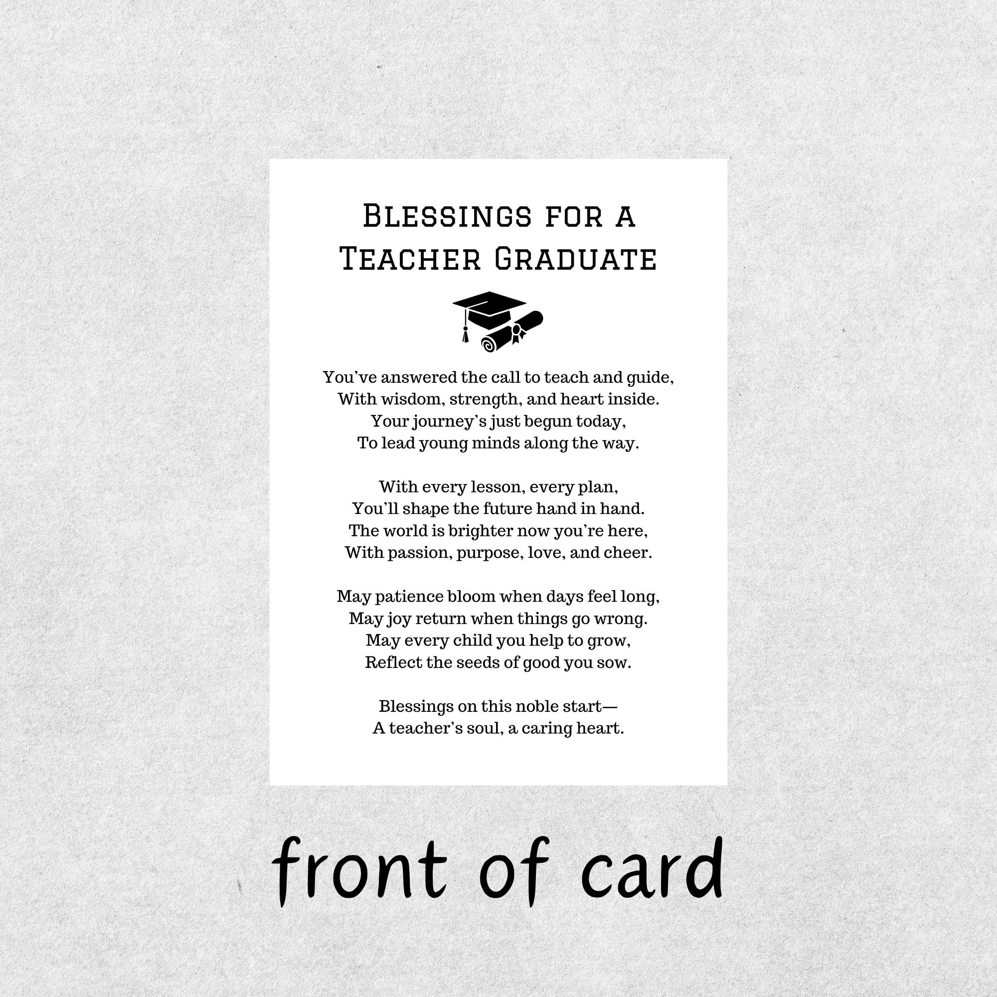 Teacher Graduate Blessing Card Printable Christian Poem Prayer ...