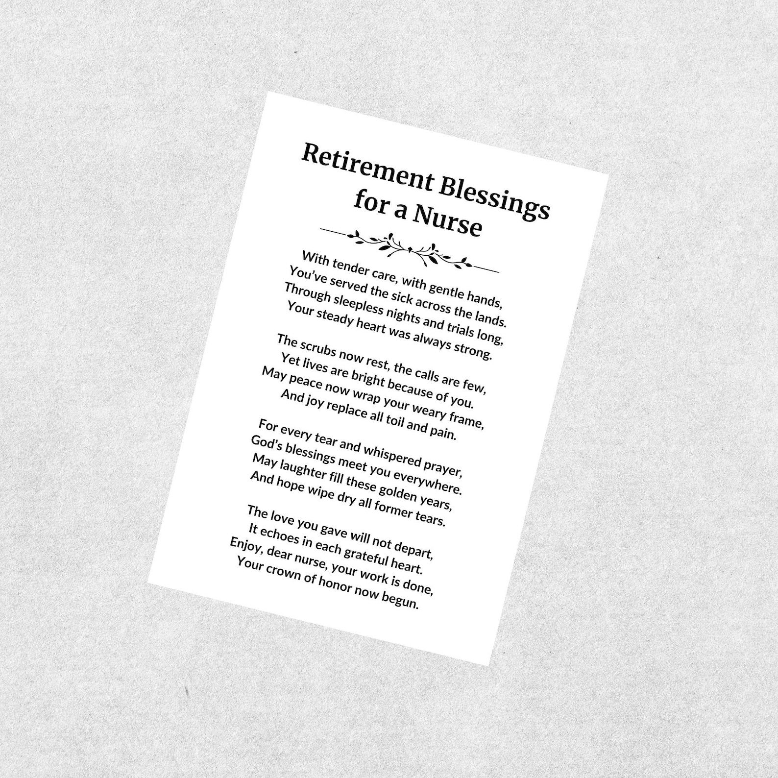 Retirement Blessings for a Nurse Printable Card Christian Retiring ...