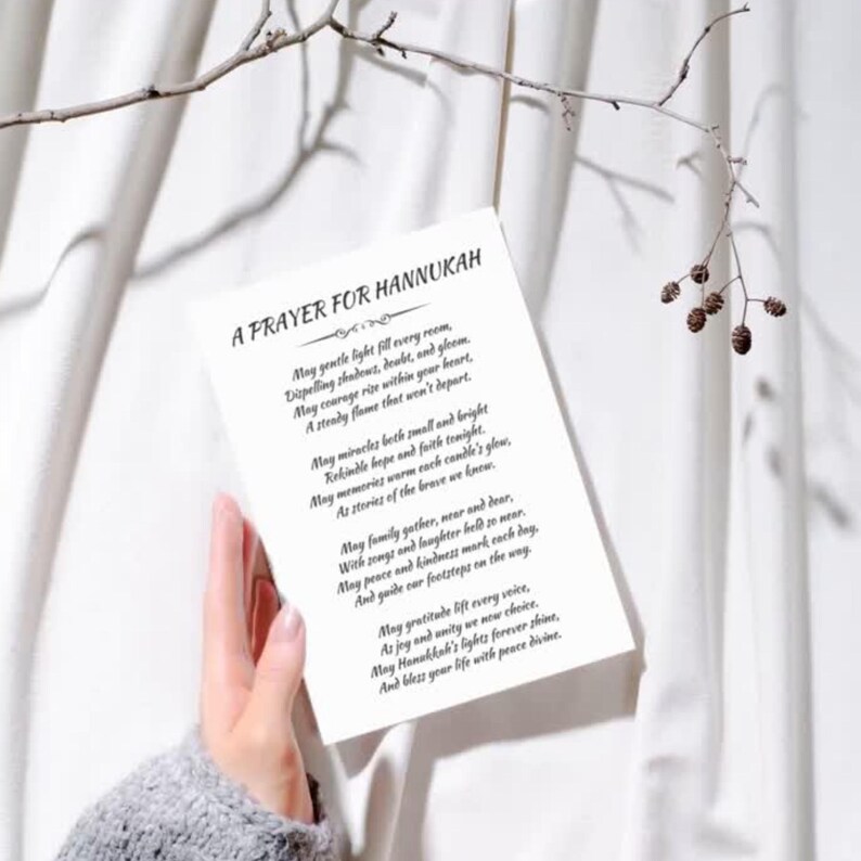 A Prayer for Hanukkah Card Jewish Poem Printable Blessing Faith Based ...