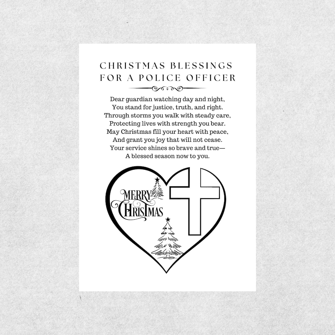 Christmas Blessings Card for a Police Officer Christian Poem Prayer ...