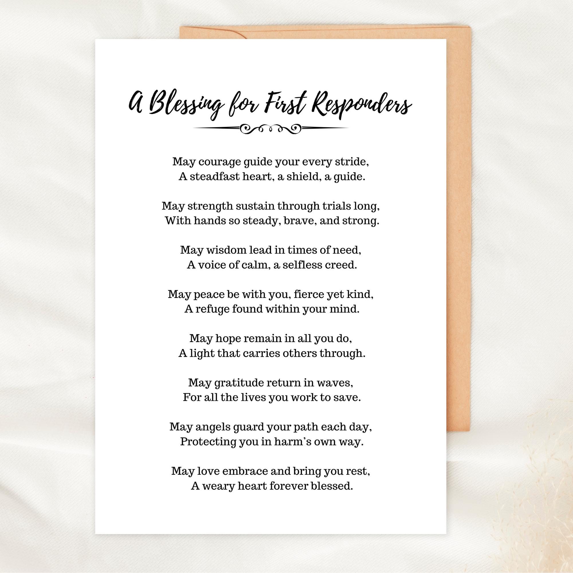 First Responder Blessing Card Printable EMT Prayer Firefighter Gift ...
