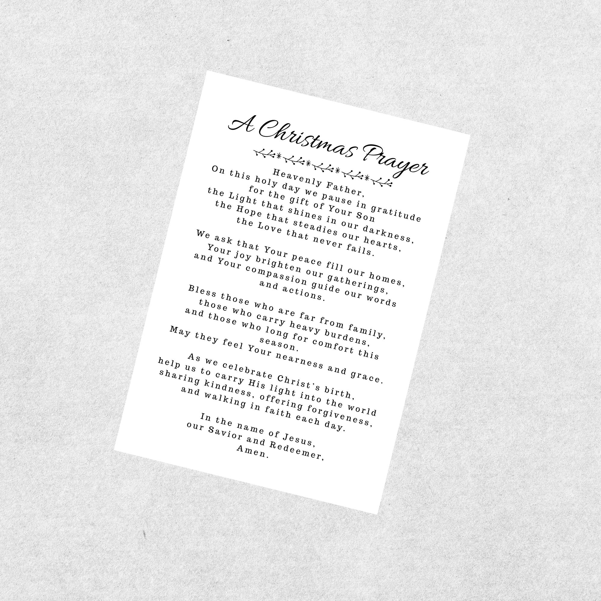 Christian Christmas Prayer Card Printable Faith Based Holiday Home ...
