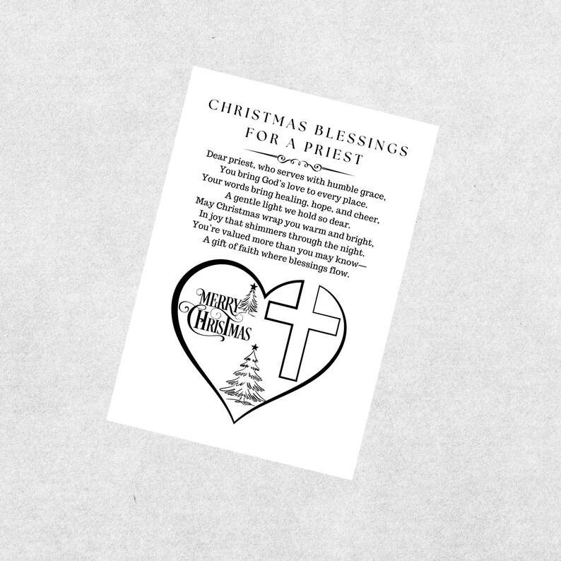 Christmas Blessings Card for a Priest Christian Poem Prayer Printable ...