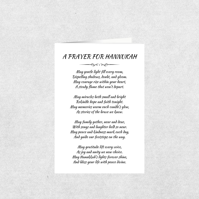 A Prayer for Hanukkah Card Jewish Poem Printable Blessing Faith Based ...