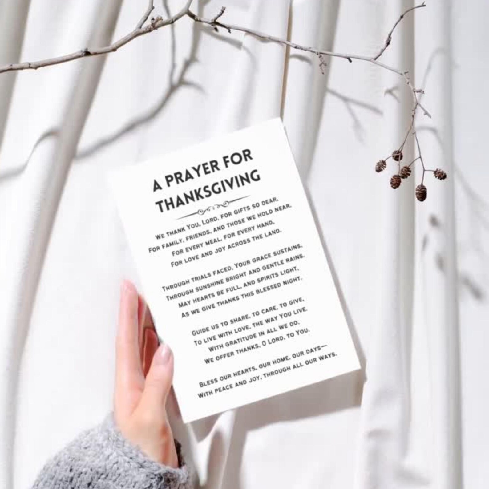 A Prayer for Thanksgiving Christian Poem Blessing Card Printable ...