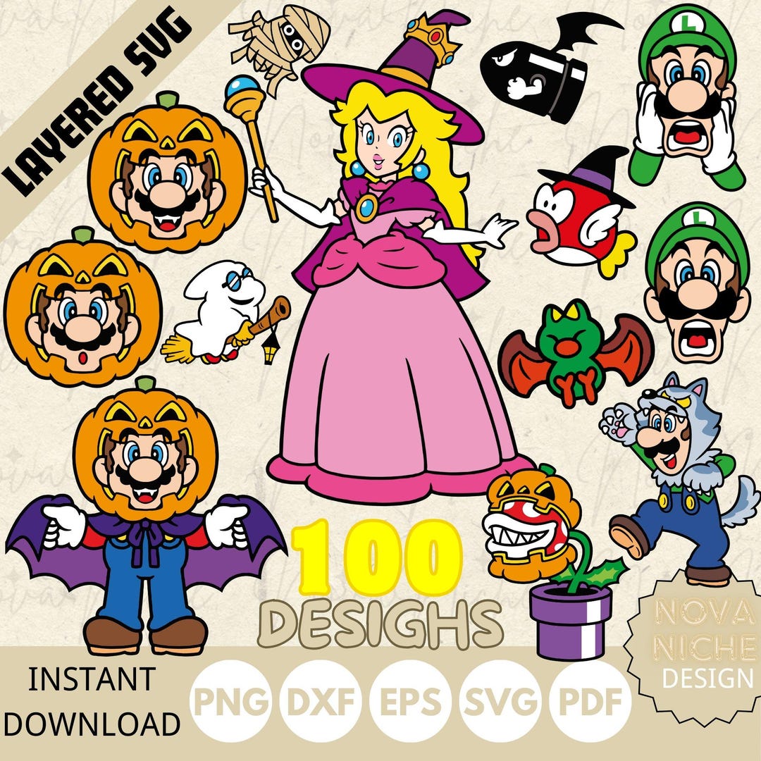Super Mario Halloween Clipart Bundle, SVG Cut File,super Mario ...