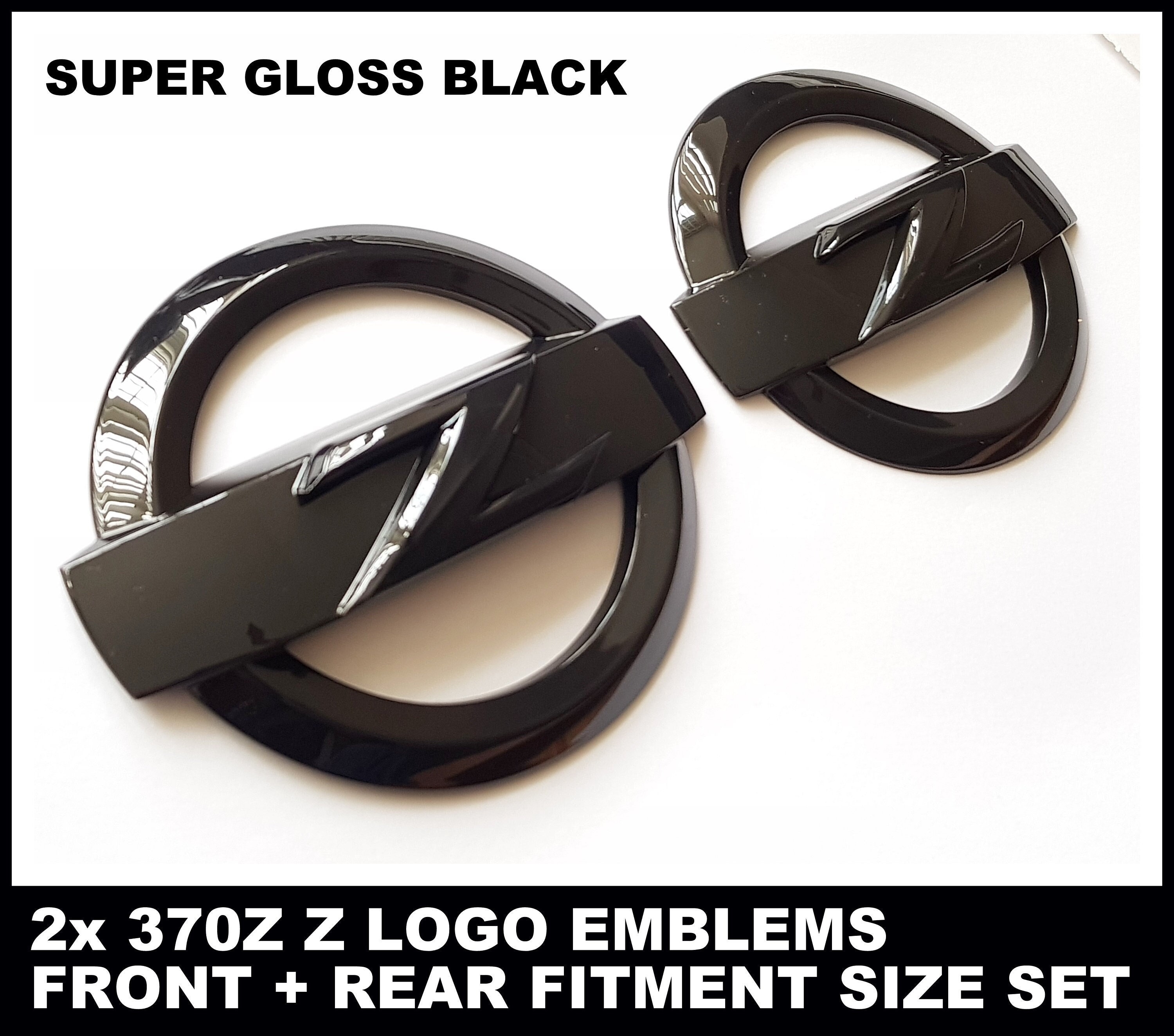 2x High Gloss Black 370z Z Logo Emblem Badge Front + Rear Set Fits ...