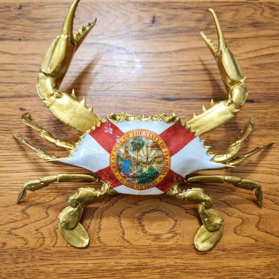 Florida Seal Blue Crab Taxidermy (gold Nautical Decor) LARGE - Etsy