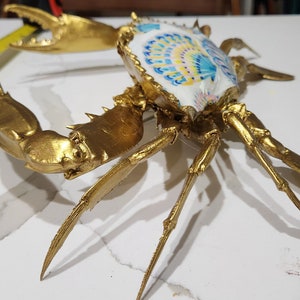 Large Chic Blue Crab Taxidermy (gold Nautical Decor) - Etsy