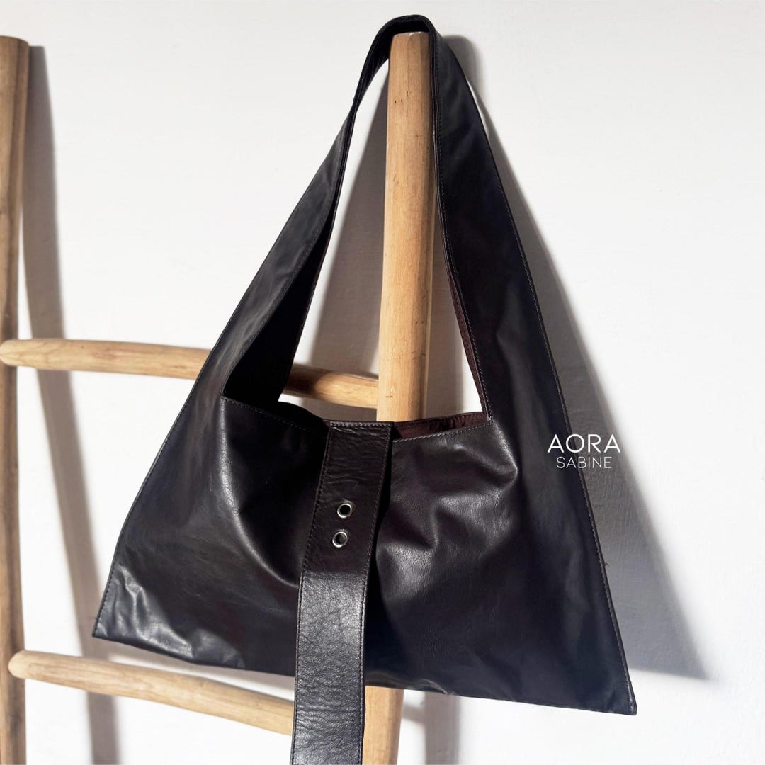 Simple Minimalist Leather Bag, Shoulder Bag, Small Tote Bag Dark Brown ...