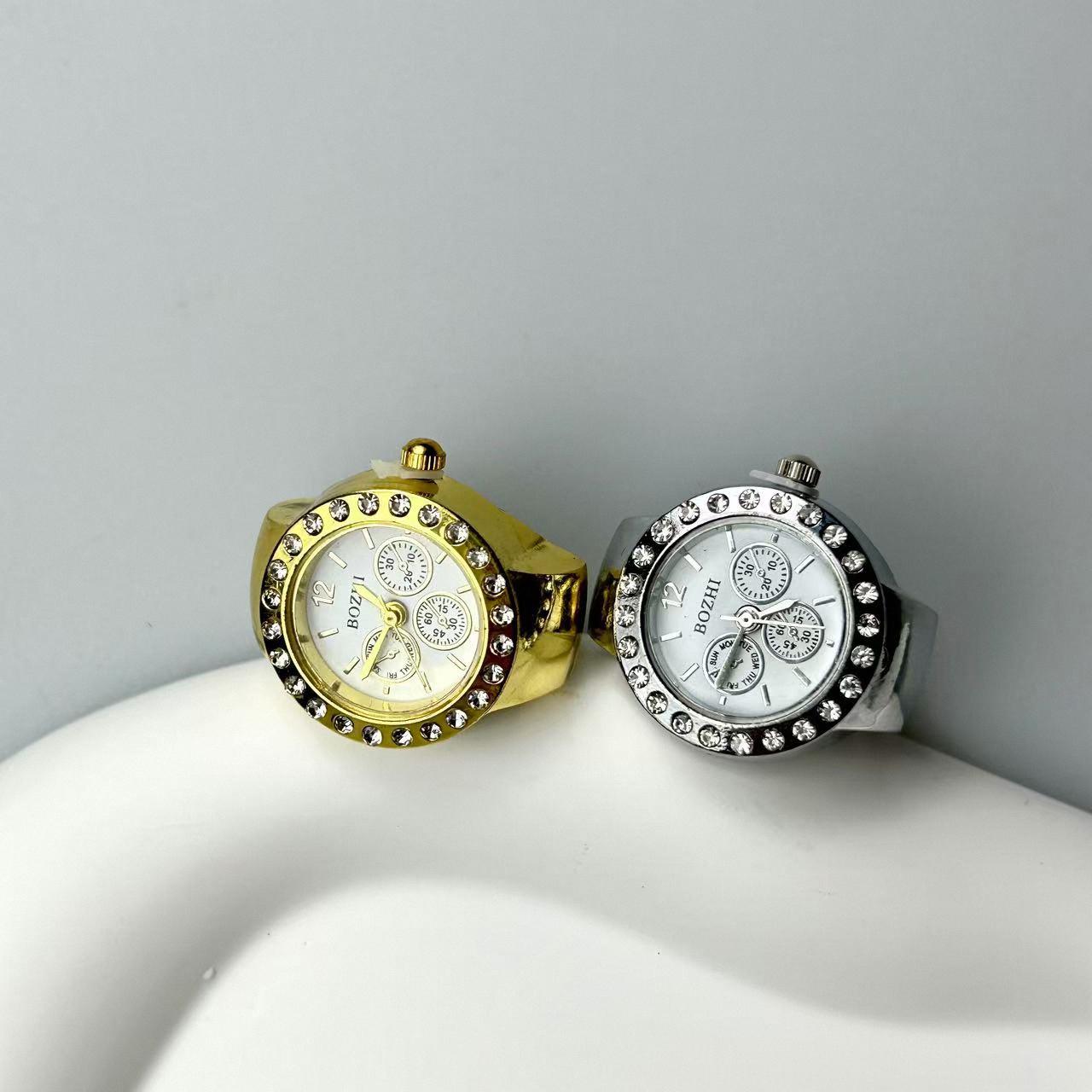 Y2K Gold Mini Ring Watch Retro Watch Ring, Couple Finger Ladies Diamond ...