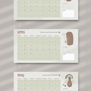 Canva Printable Boho Monthly Calendar 2024 Brown Olive Green Neutral ...