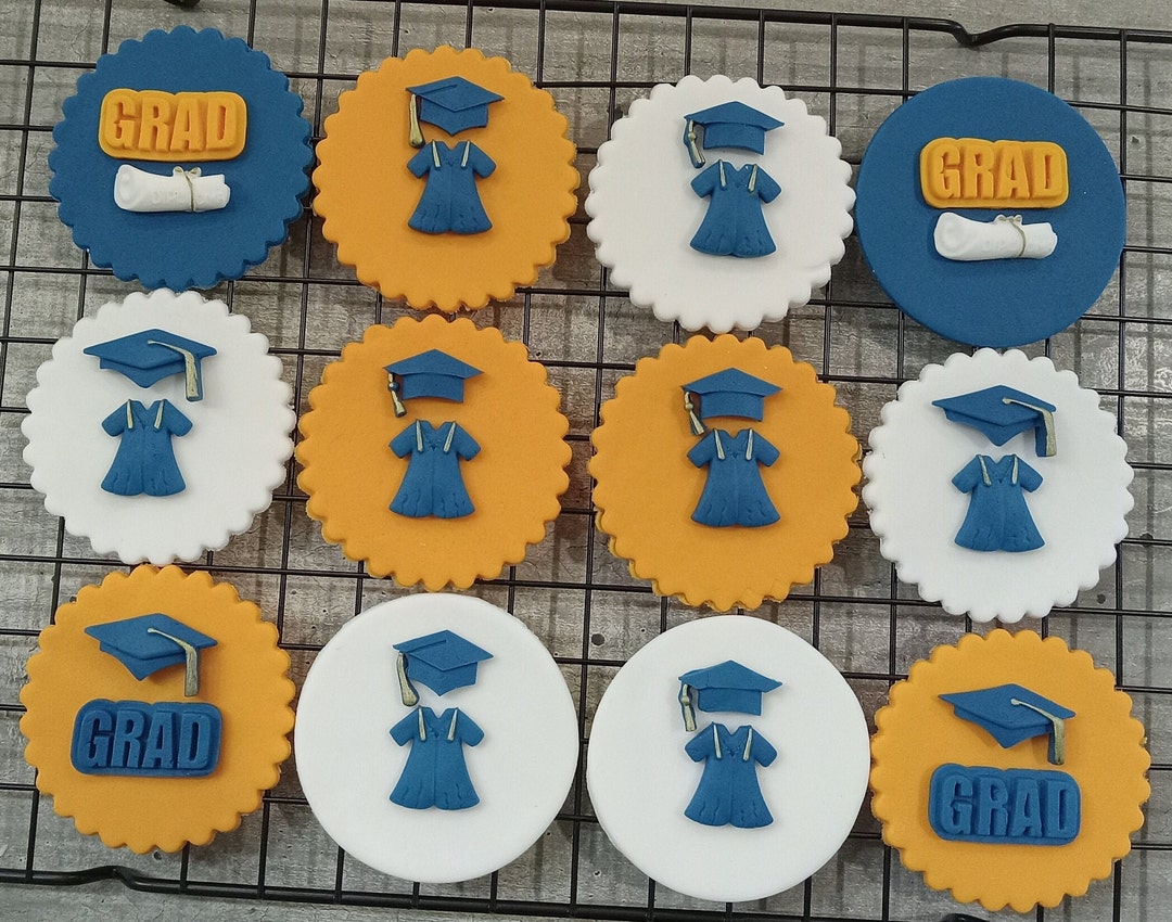 Graduation Cap and Gown Cupcake Toppers 12 Pc. - Etsy